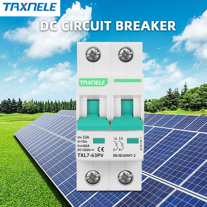 2P DC 1000V L7 MCB Solar Mini Circuit Breaker Overload Protection Battery Switch 10A 16A 20A 25A ...