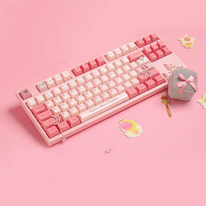 Japanese Anime Style Sailor Moon Gaming Keyboard 87 Keys Pink Wired ...