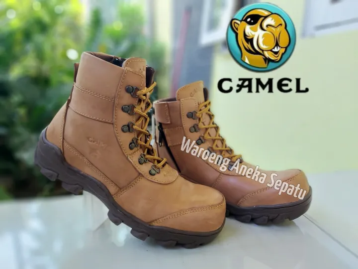 Sepatu Boots Safety Ujung Besi Pria Kulit Camel - Sepatu Boots kerja ...