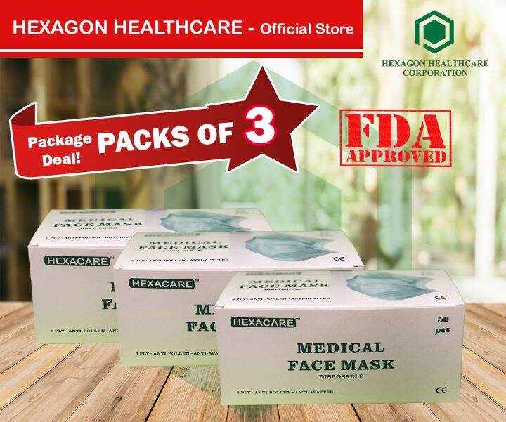 DFM01B3L - Disposable (HEXACARE) Face Mask, Bundle of 3 | Lazada PH