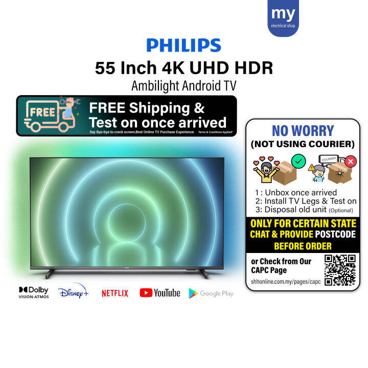 Philips 55 Inch 4K UHD HDR Ambilight Android TV 55PUT7906 | Lazada