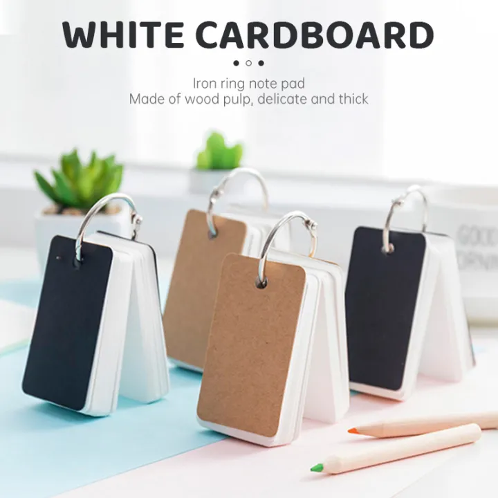 Kraft Paper Binder Ring Easy Flip Cards Study Memo Pads Portable ...