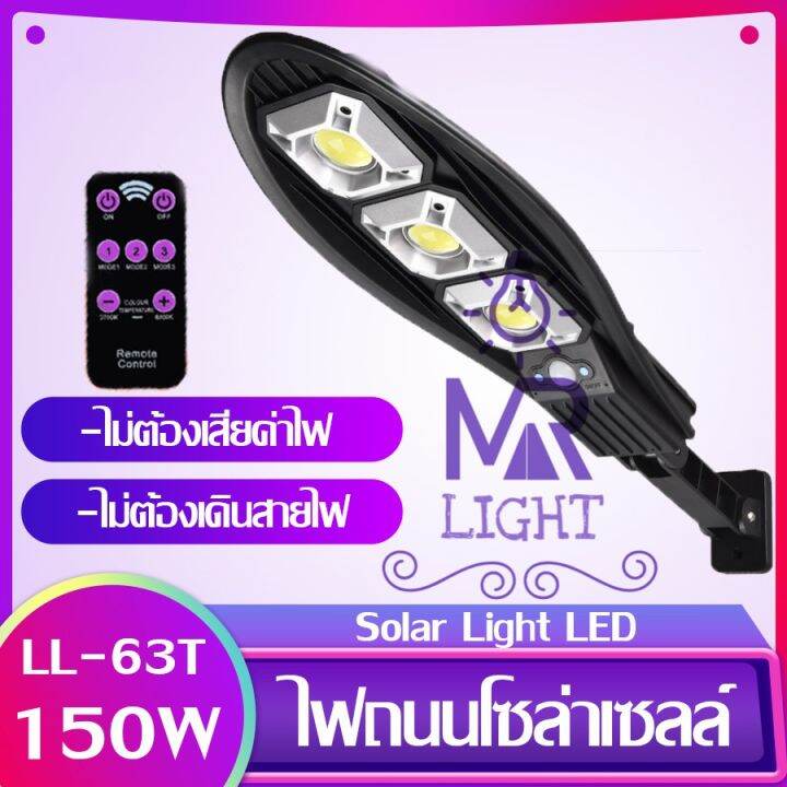 ( PRO+++ ) โปรแน่น.. ไฟถนนรีโมทคอนล Solar lights（LL-63T 150w)) ไฟสปอตไลท์ กันน้ำ ใช้พลังงานแสง ...