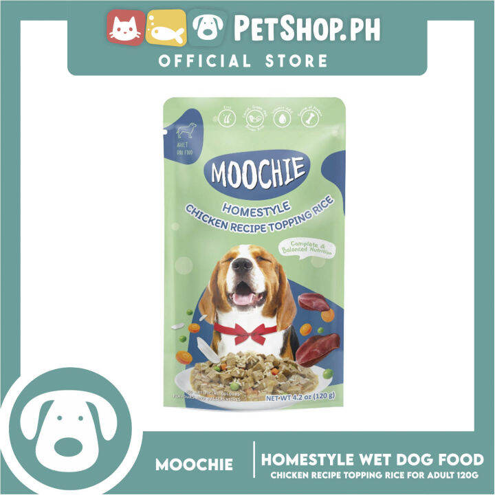 Moochie Homestyle Chicken recipe Topping Rice Adult Dog Wet Food 120g ...