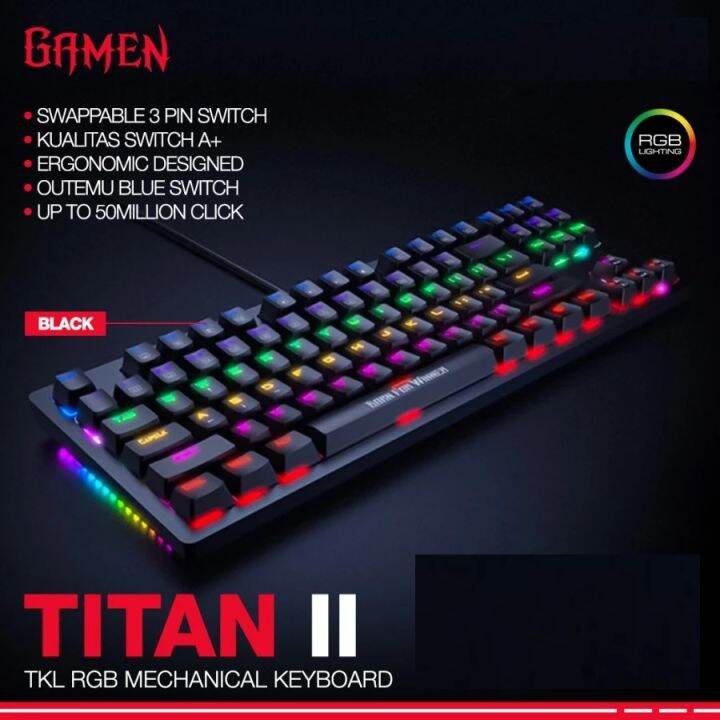 Gaming Keyboard Gamen Mechanical Titan II Pluggable Switch Blue ...