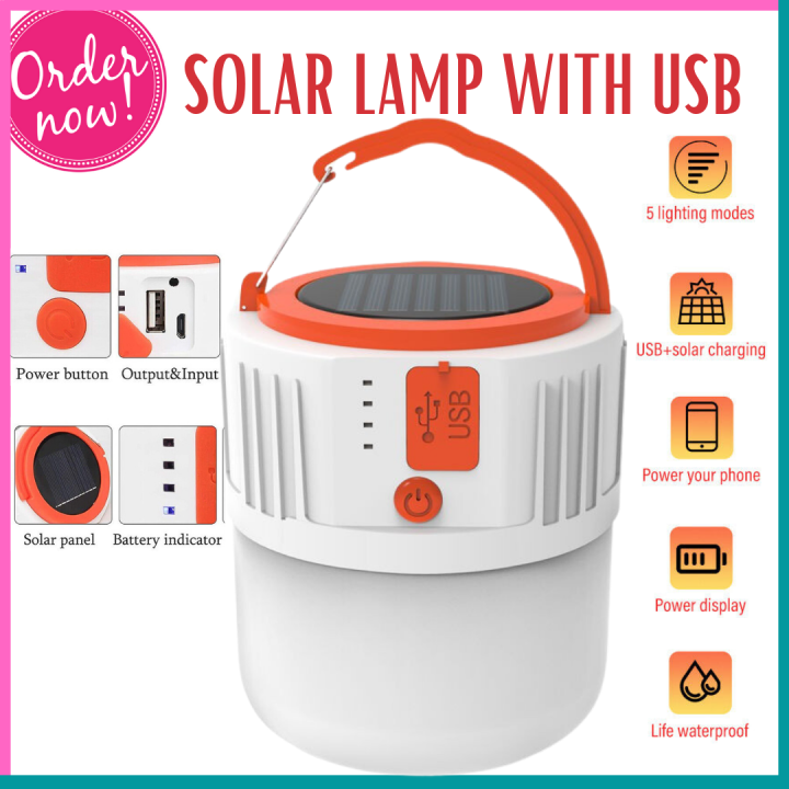 ORIGINAL Solar Emergency Charging Lamp with Power Bank Function, Energy Saving Rechargeable USB ...