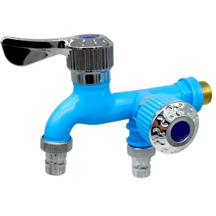 Dual Control Faucet Double Outlet Water Tap 1/2" Universal Interface ...