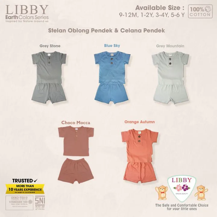LIBBY EART colour series fave pendek terbaru cotton combed polos,, Warna BLUE SKY, Ukuran 9-12 ...
