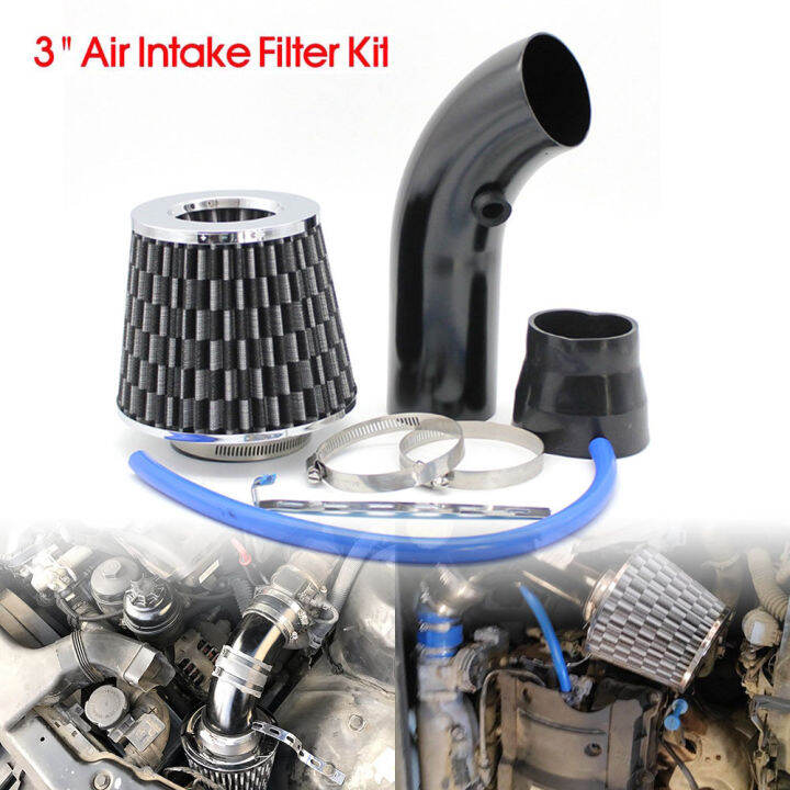 Full Set 3" 76mm Car Cold Air Intake System Turbo Induction Pipe Tube ...