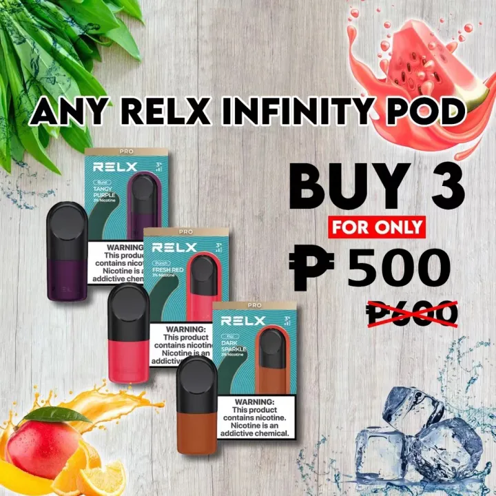 [Any 3 Pods for 500] Relx infinity pods Relx infinity pro juice Tap fog ...