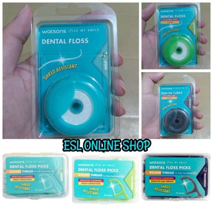 Watsons Dental Floss Shred Resistant Mint / Green Tea with Flouride ...