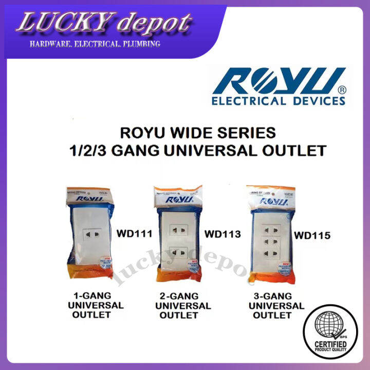 WD-111/WD-113/WD-115 WIDE SERIES 1,2,3 GANG UNIVERSAL OUTLET (ROYU) | Lazada PH