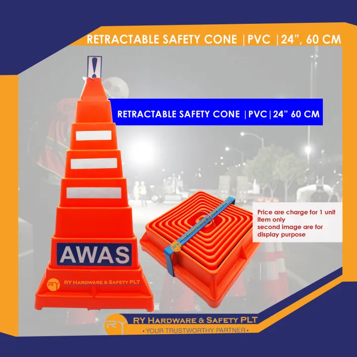 RETRACTABLE SAFETY CONE | PVC | 24”, 60 CM | KON KESELAMATAN YANG ...