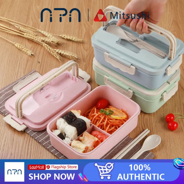 Nipiin by Mitsushi Lunch Box With Spoon and Chopsticks Microwaveable ...