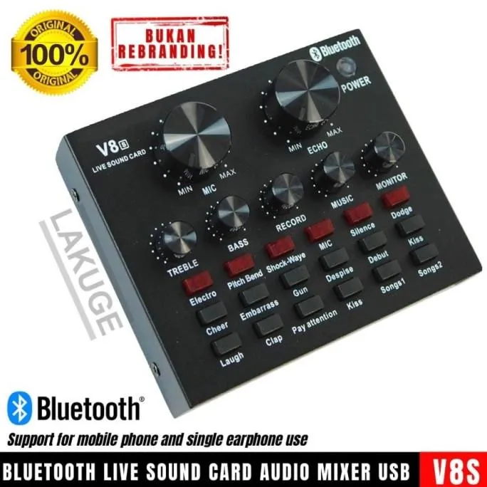 V8S BLUETOOTH LIVE SOUNDCARD AUDIO MIXER LIVE BROADCAST KARAOKE | Lazada Indonesia