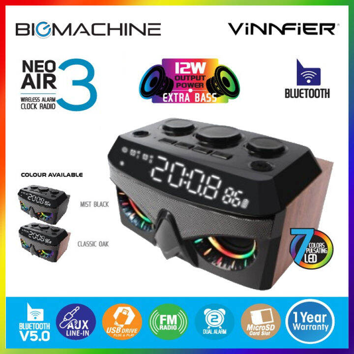 Vinnfier Neo Air 3 Wireless Portable Bluetooth Speaker with Alarm Clock ...