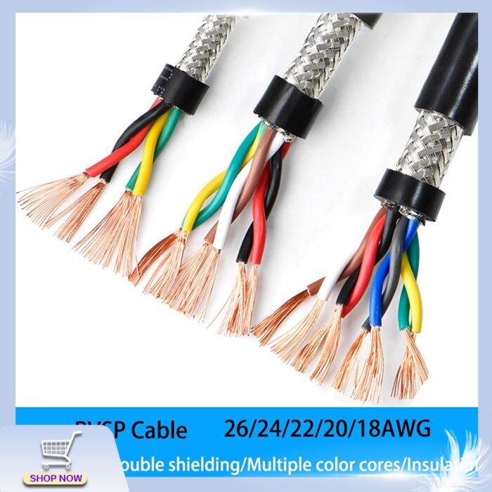 Twisted Pair Shielded Cable 26/24/22/20/18AWG 2/4/6/8 Cores RS485 Control Wire Tinned Copper ...