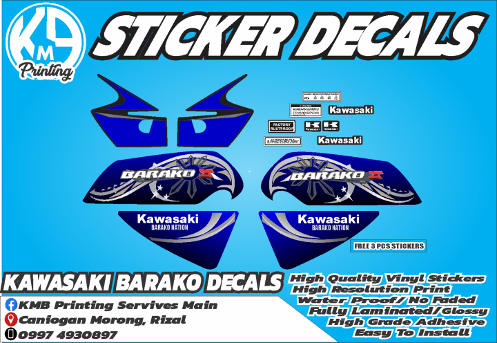 Kawasaki Barako Stock Sticker Decals | Lazada PH