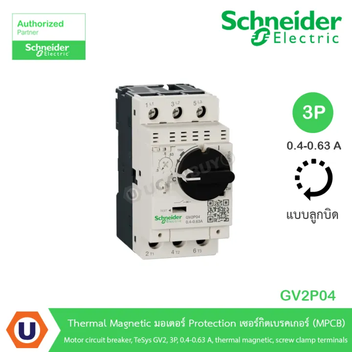 Schneider GV2P04 Thermal Magnetic มอเตอร์ Protection เซอร์กิตเบรคเกอร์ ...