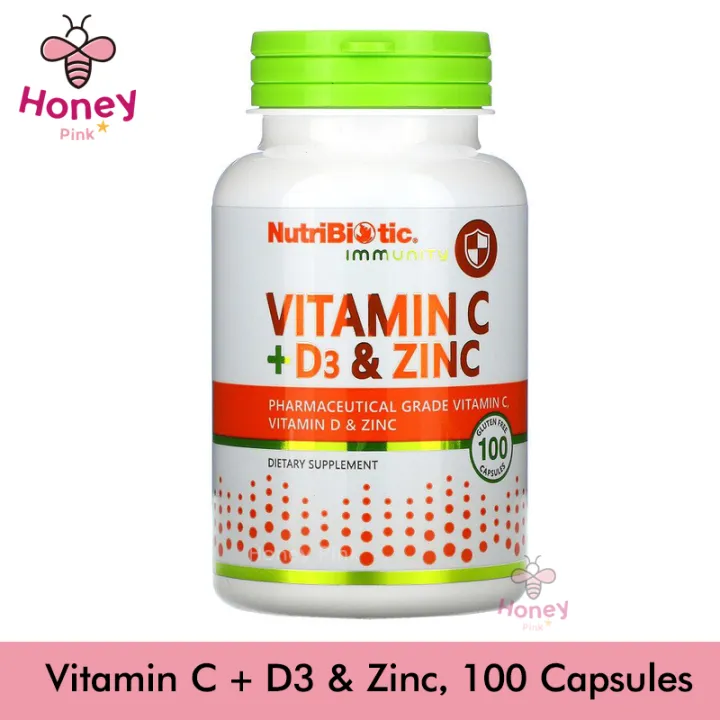 NutriBiotic, Immunity, D3 + C + Zinc, 100 Capsules | Lazada.co.th