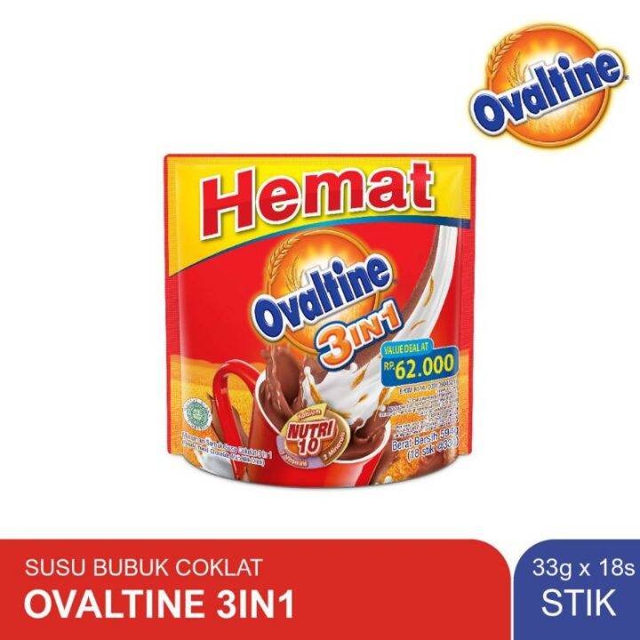 Ovaltine 3in1 Susu Bubuk Coklat Stik 18 sachet - Ovaltine 3 in 1 Stick - Susu Bubuk Chocolate ...