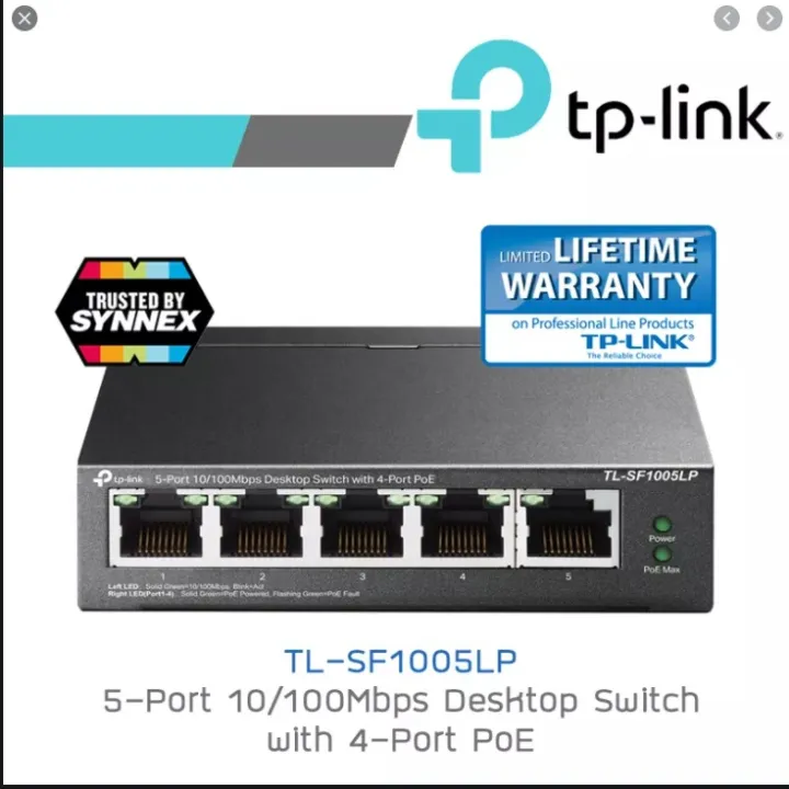 TP-LINK TL-SF1005P 5-Port 10/100Mbps Desktop PoE Switch ประกัน SYNNEX ...