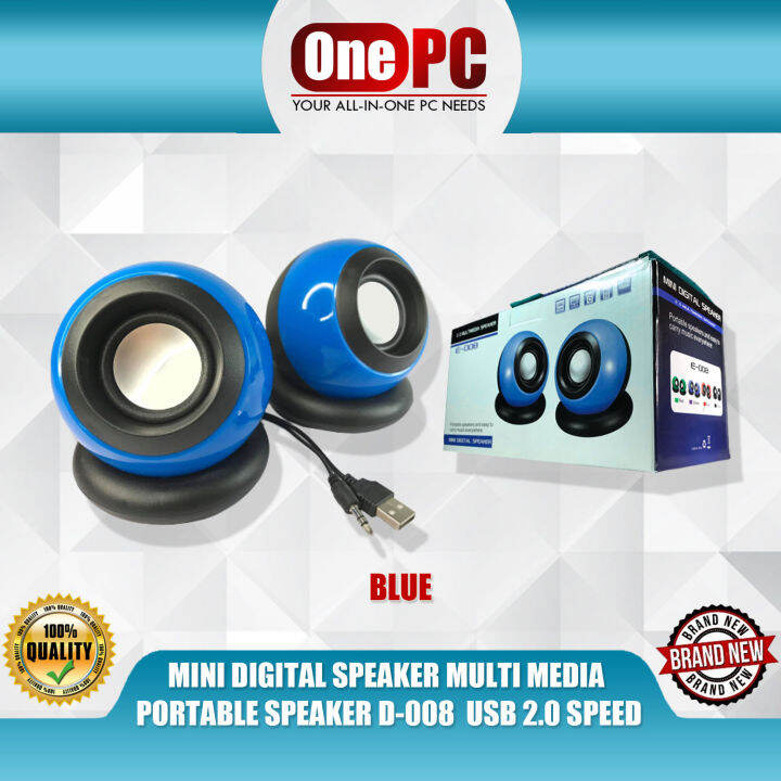 MINI DIGITAL SPEAKER MULTI MEDIA PORTABLE SPEAKER D-008 USB 2.0 SPEED, BLUE COLOR | Lazada PH