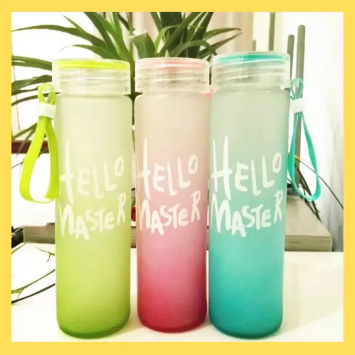 Hello Master Water Bottle Tumbler New Frosted Glass Colorful Letter ...