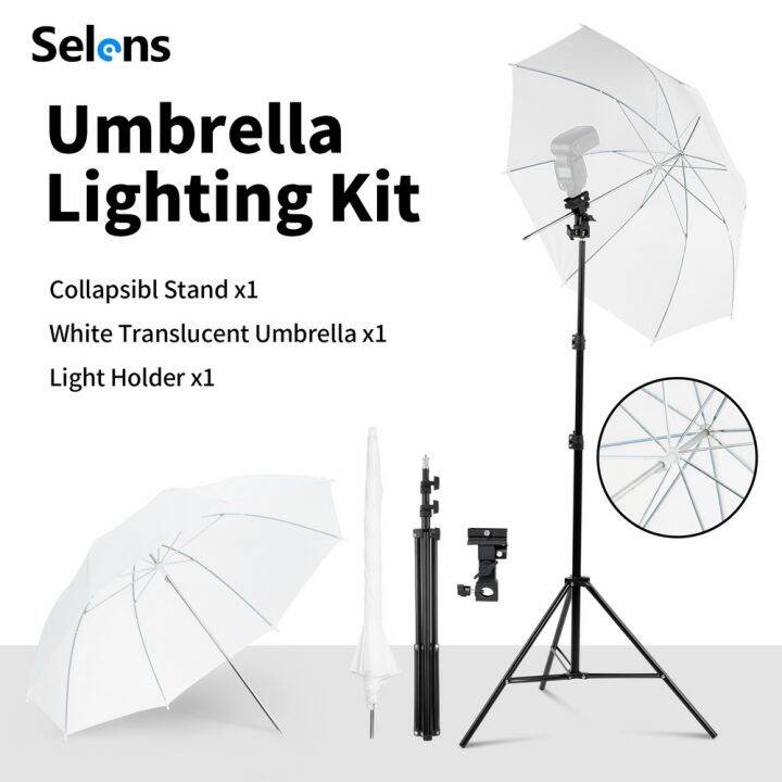 ♂ Selens Photographi Lighting KIT White Photo Umbrella with Light Stand ...