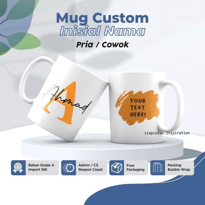 Mug Custom Inisial Nama Gelas Keramik Hadiah Wedding Couple Spesial ...