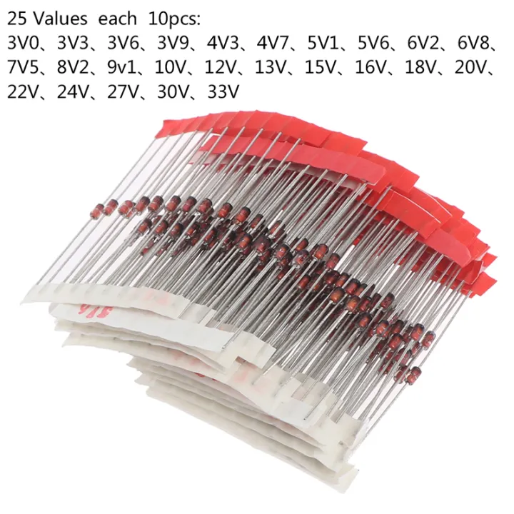 1W (3V to 33V) 250 Pcs 25 Values 1W Zener Diode Assorted kit Assortment Set | Lazada.co.th
