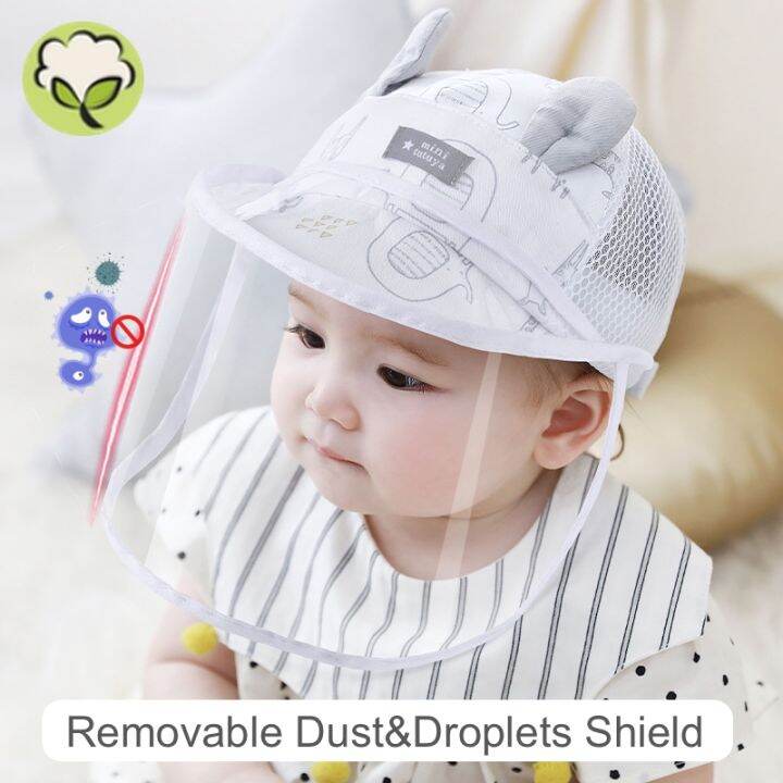 0-3 Years Newborn Baby Kids Hat with Face Shield Summer Net Cap ...