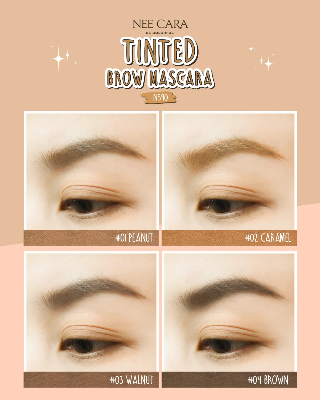 NEE CARA TINTED BROW MASCARA N590 นีคาร่า มาสคาร่าคิ้ว กันน้ำ ติดทนนาน ไม่ระบุ Brown | Thisshop
