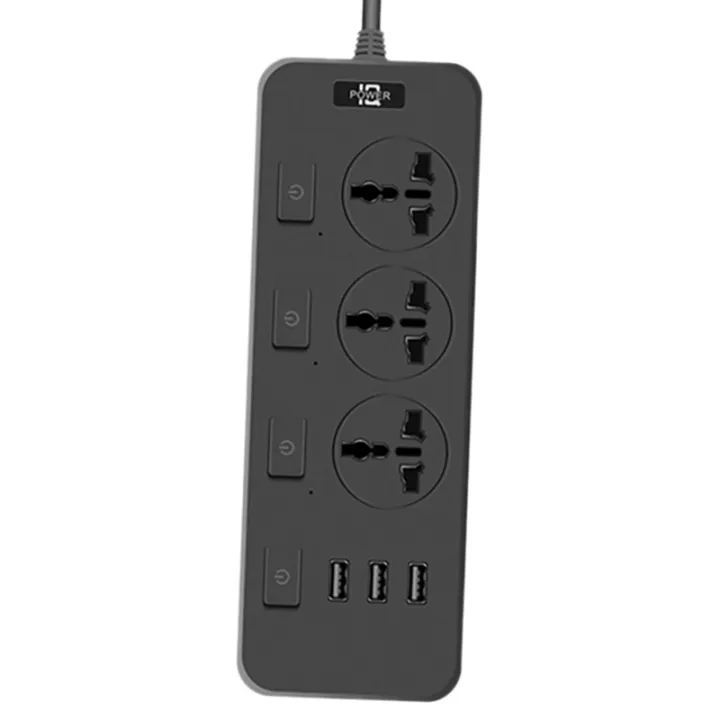 Power Strip with 3 USB 5V 2A Ports 2500 Joules 6.5 Feet Extension Cord ...