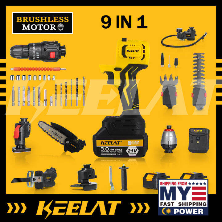KEELAT Brushless Cordless Impact Drill Harmmer Wrench Gun Reciprocating ...