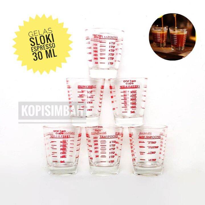 Gelas Ukur Espresso Coffee ROUND Glass Sloki 30 ml Server Seduhan ...