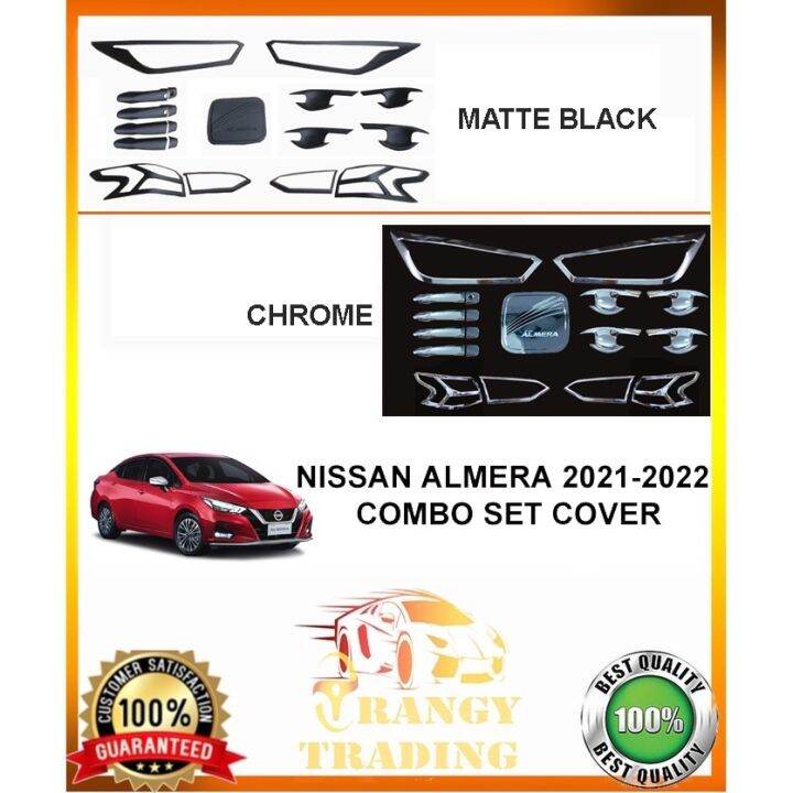 Nissan Almera 2021 to 2023 Garnish Combo set cover Matte Black / Chrome 2022 | Lazada PH