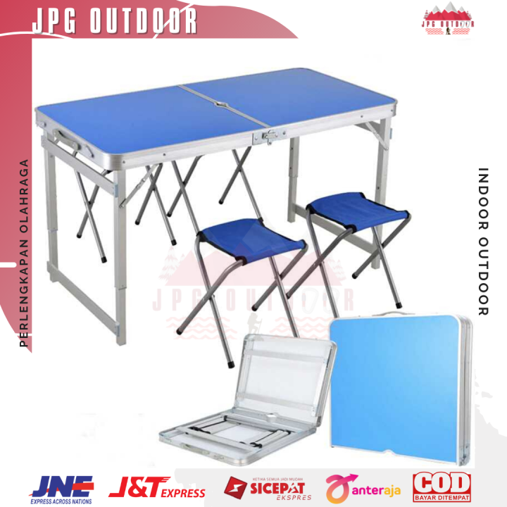 Meja Koper Kursi Lipat Set Portabel Foldable Aluminium Kaki Kotak ...
