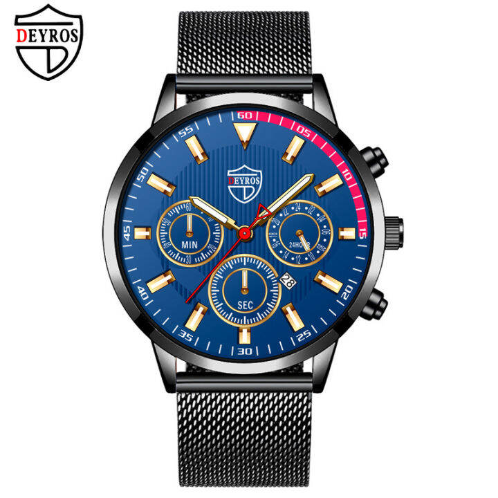 DEYROS Men's Watch Korean Student Watch for Men Calendar Wristwatch ...