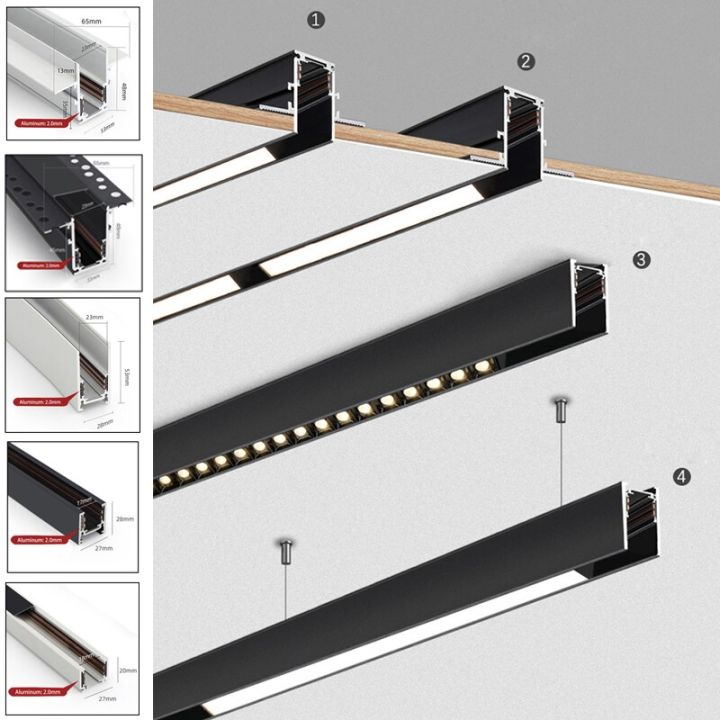 LED Magnetic Track Light Rail Magnetic Lighting Path For Ceiling Track ...