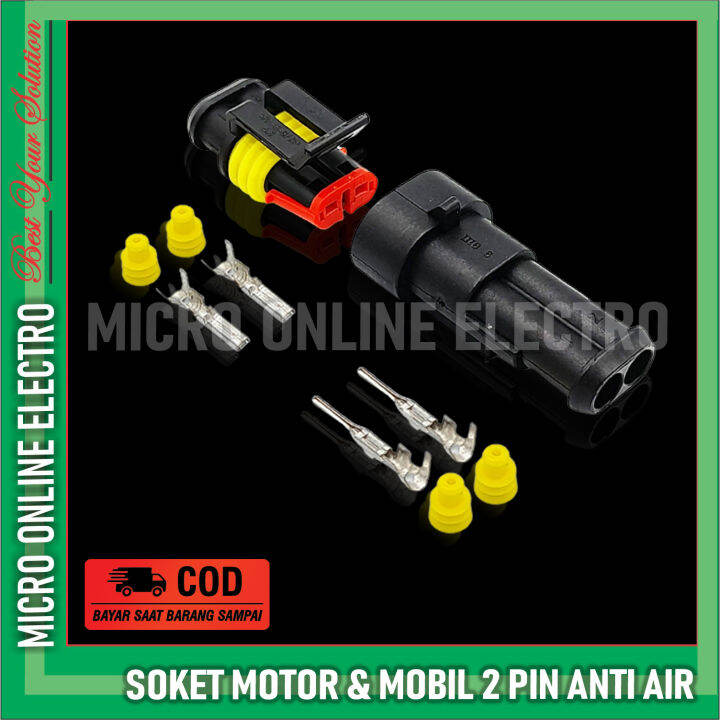 Soket Konektor Kabel 2 Pin Anti Air - Socket Motor Mobil Waterproof ...