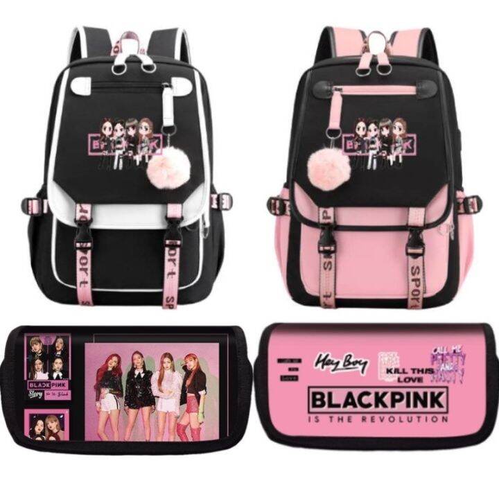 Cartoon Blackpink Backpack Lisa Jisoo Jennie Rose Canvas Teenagers ...