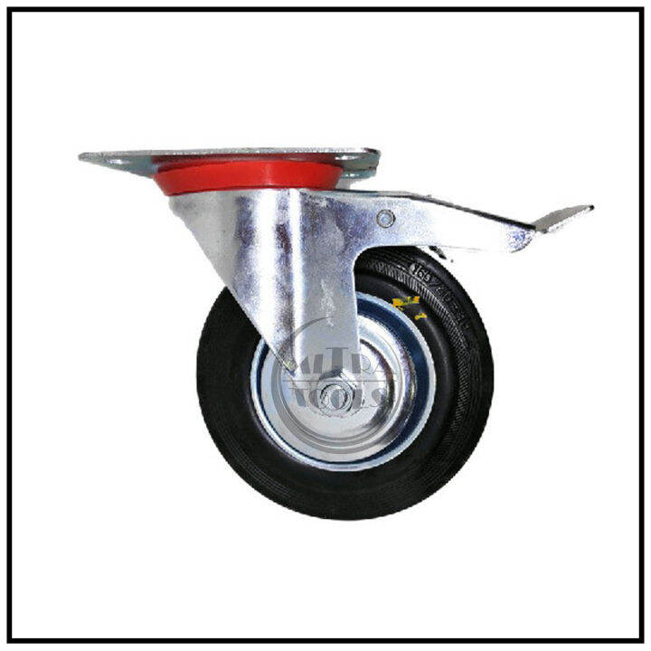 Roda Karet 4 Inch 100mm Hidup Rem / Roda Etalase Troli Gerobak Caster ...