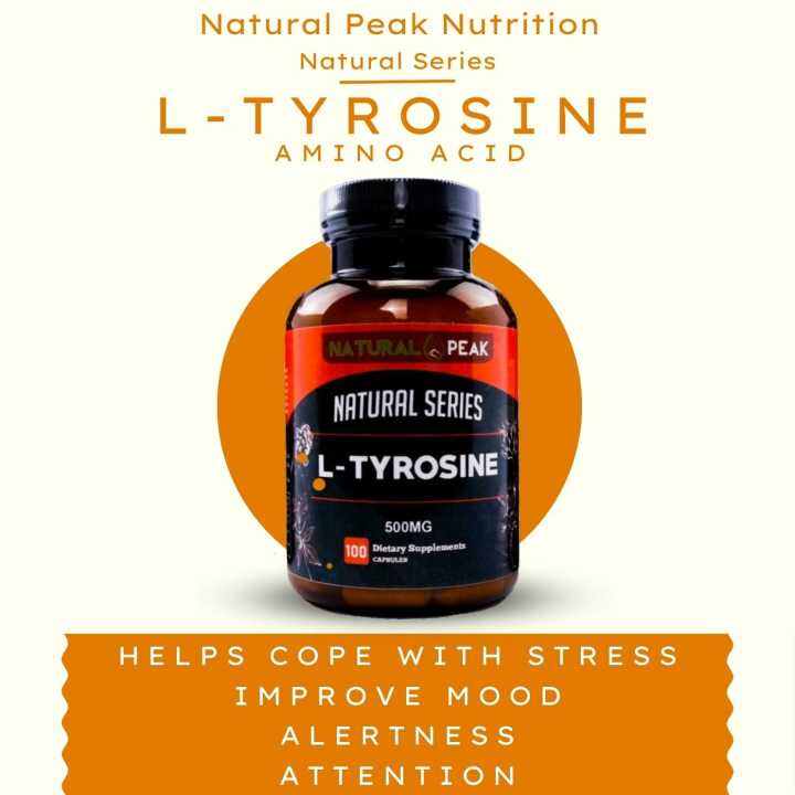 L tyrosine by Natural Peak Nutrition 100 capsules for Focus Alertness ...