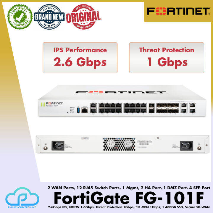Fortinet FortiGate FG-101F Firewall - 2 WAN Ports, 12 RJ45 Switch Ports ...