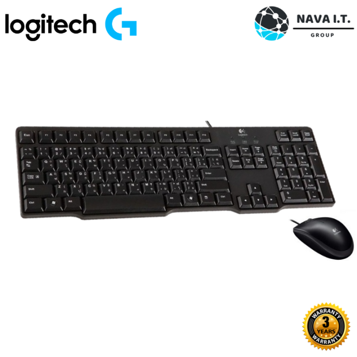 KEYBOARD + MOUSE LOGITECH MK100 KEYBOARD PS2 MOUES USB (BLACK) ENG/THAI ...