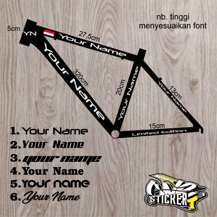 frame sepeda nama custom cutting sticker | Lazada Indonesia