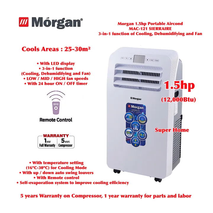 Morgan Portable Aircond MAC-121 SIERRAIRE 1.5hp Portable Air ...