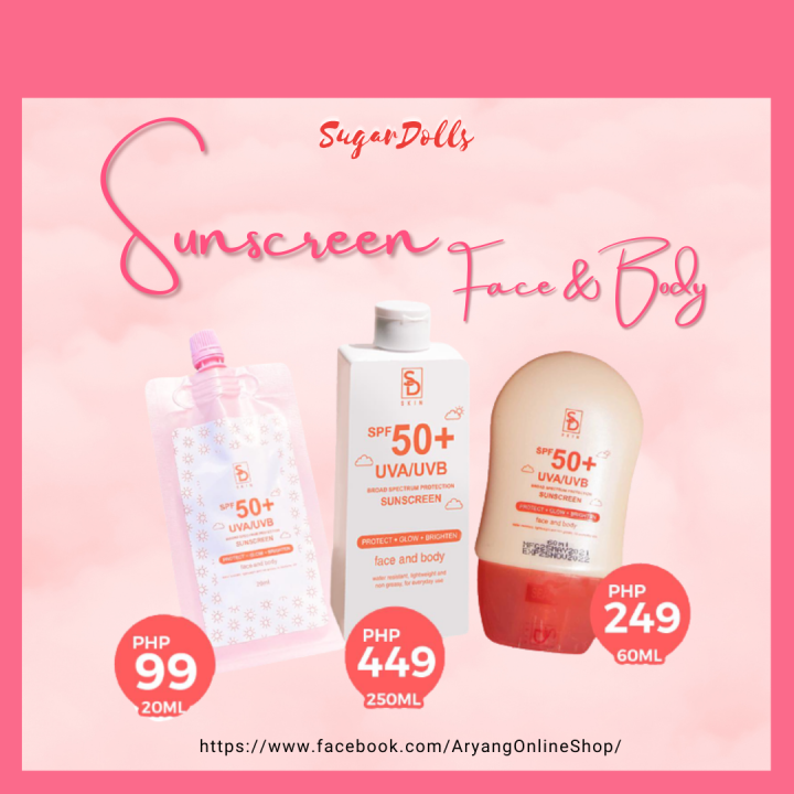 Sugar Dolls Sunscreen SPF50+ Pouch (20ml) | Small (60ml) | Big (250ml ...