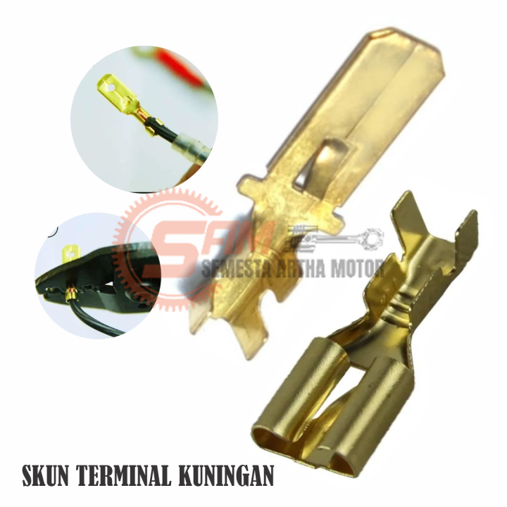 [4 Pcs] Skun Terminal Kuningan Male Female Isolator Socket Soket Kabel ...